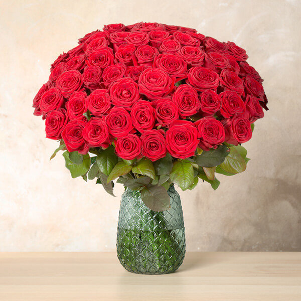 Bouquet de roses "75 GRANDES ROSES ROUGES" - Livraison Express | Florajet