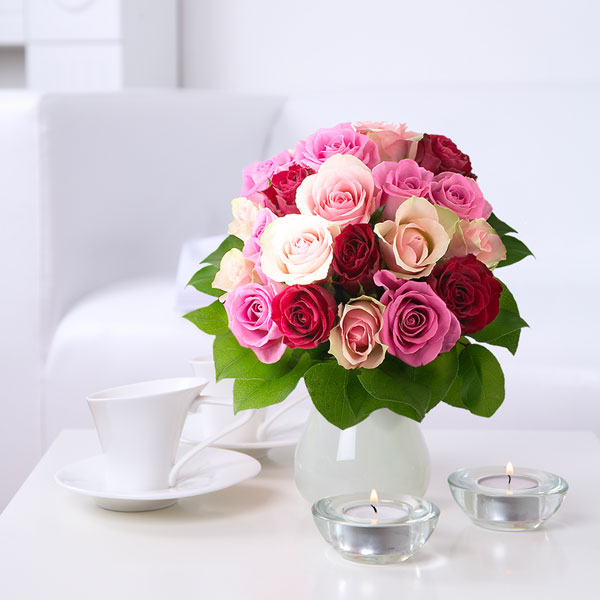 Bouquet de roses "20 ROSES ROSES FUCHSIAS ET ROUGES" - Livraison ...