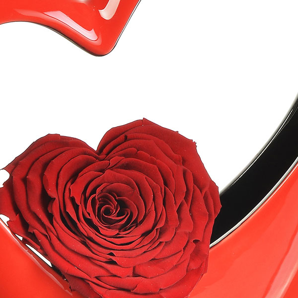 Bouquet de roses "MINI COEUR ROUGE + ROSE STABILISEE ROUGE EN COEUR ...