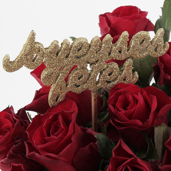 Fleurs et cadeaux "20 ROSES ROUGES + PICS OR + LANSON ROSÉ" - Livraison ...