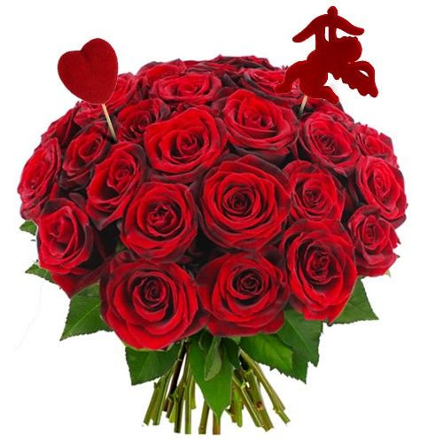 Bouquet de roses "30 ROSES ROUGES + PIQUES ST VAL" - Livraison Express ...