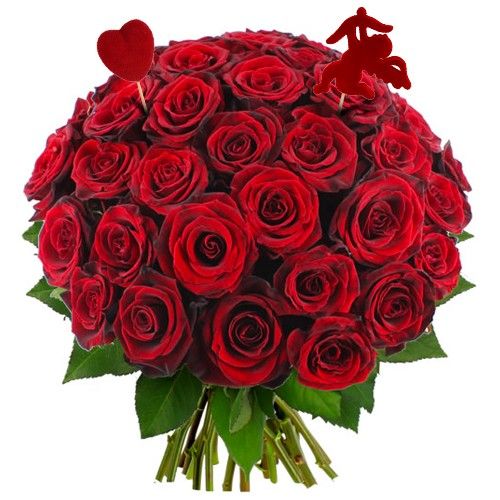 Bouquet de roses "40 ROSES ROUGES + PIQUES ST VAL" - Livraison Express ...