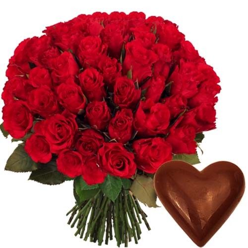 Cadeaux Gourmands "40 ROSES ROUGES+COEUR" - Livraison Express | Florajet