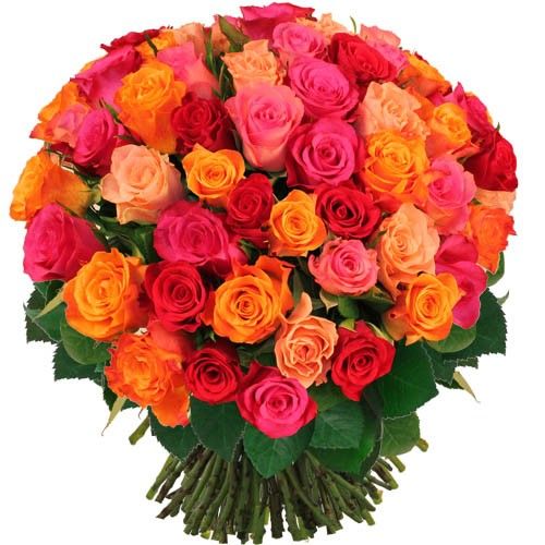 Bouquet de roses "50 ROSES VARIEES + VASE" - Livraison Express | Florajet