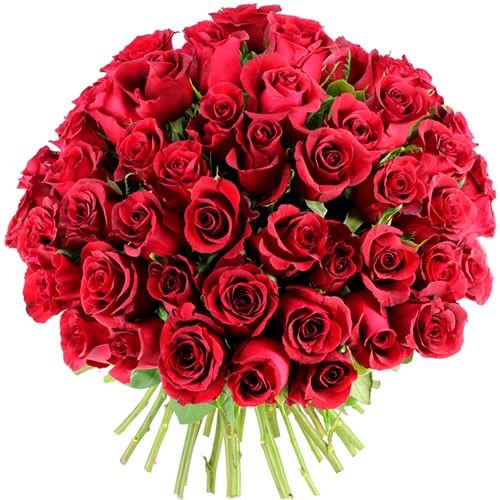 Bouquet de roses "50 ROSES ROUGES + VASE" - Livraison Express | Florajet