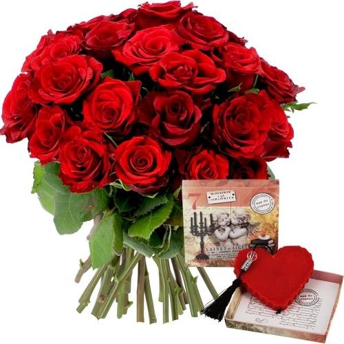 Bouquet de roses "60 ROSES ROUGES+SAVON + VASE" - Livraison Express ...