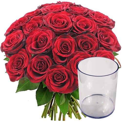 Bouquet de roses "20 ROSES ROUGES + VASE" - Livraison Express | Florajet